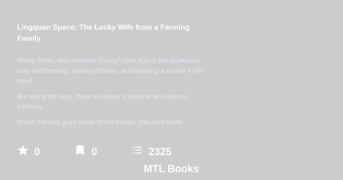 Lingquan Space: The Lucky Wife from a Farming Family | MTL Books