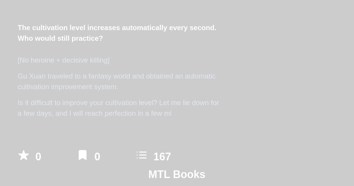 The cultivation level increases automatically every second. Who would ...